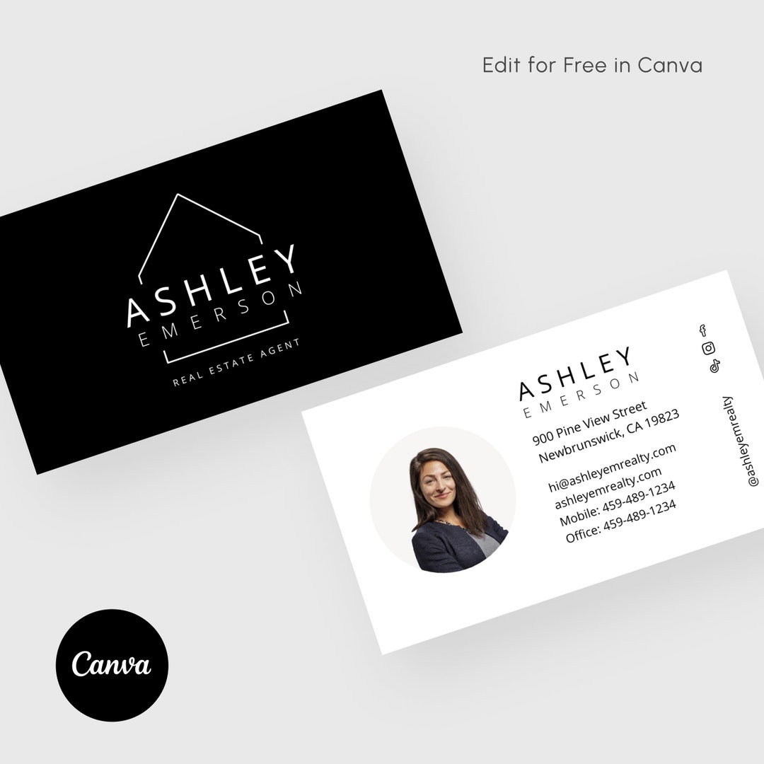 Real Estate Canva Business Card Template, Clean and Modern Realty ...