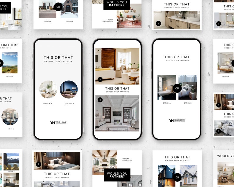 Real Estate This or That Social Media Templates, Real Estate Social ...