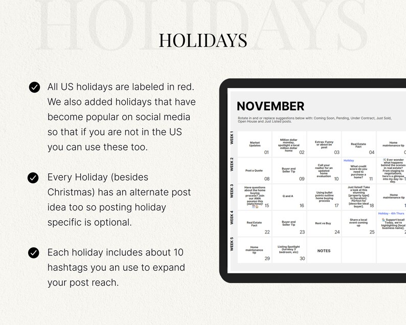 2026 Real Estate Calendar, 365 Day Social Media Content, Editable ...