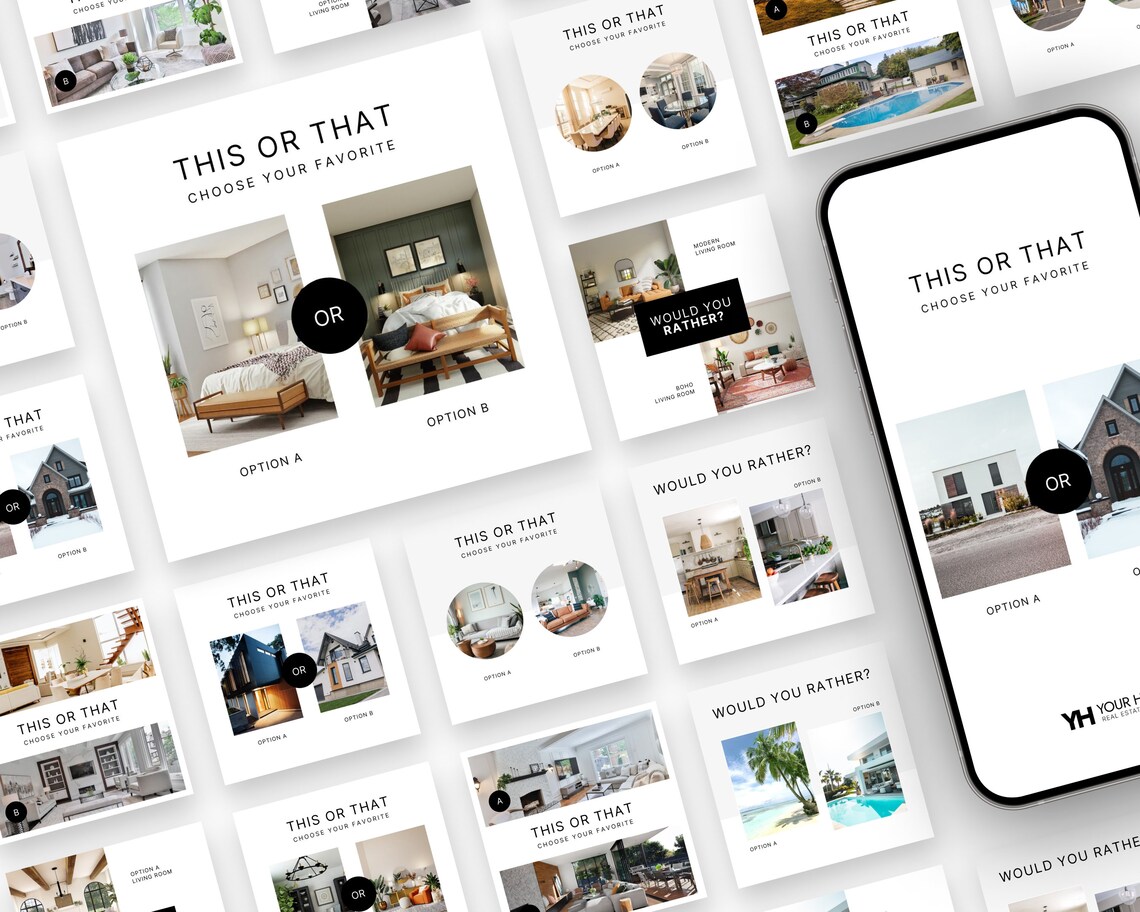 Real Estate This or That Social Media Templates, Real Estate Social ...