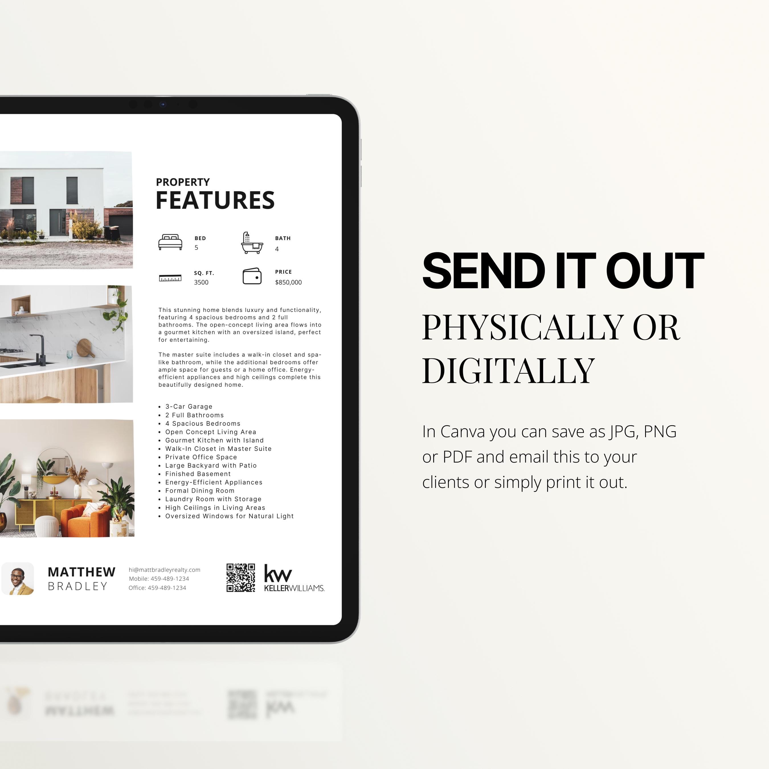 Real Estate Home Features Feature Sheet Flyer Template, House Feature ...