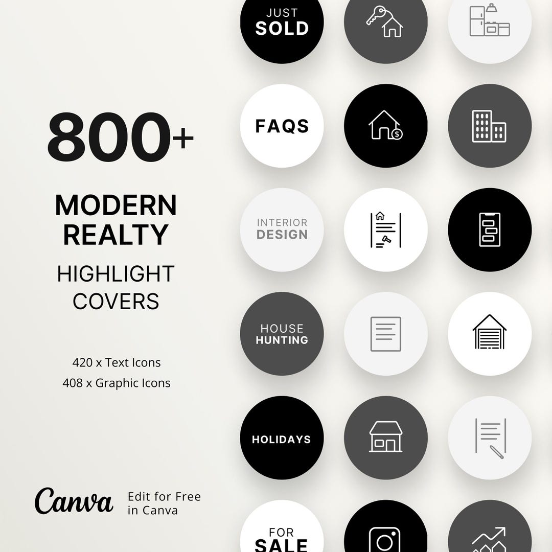 800 Modern Real Estate Instagram Story Highlight Covers, Real Estate ...