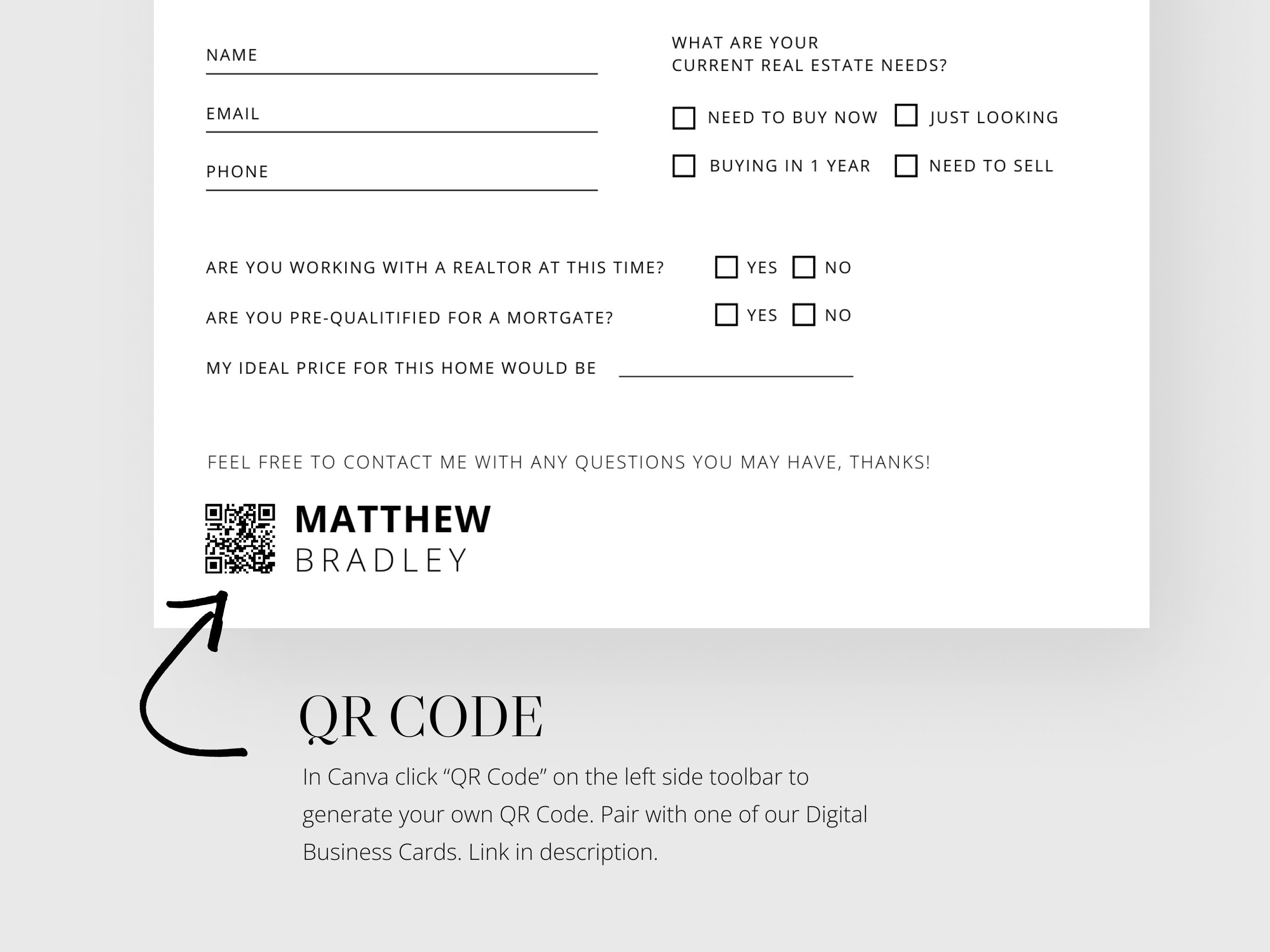Open House Feedback Form, Real Estate Agent, Realtor Open House ...