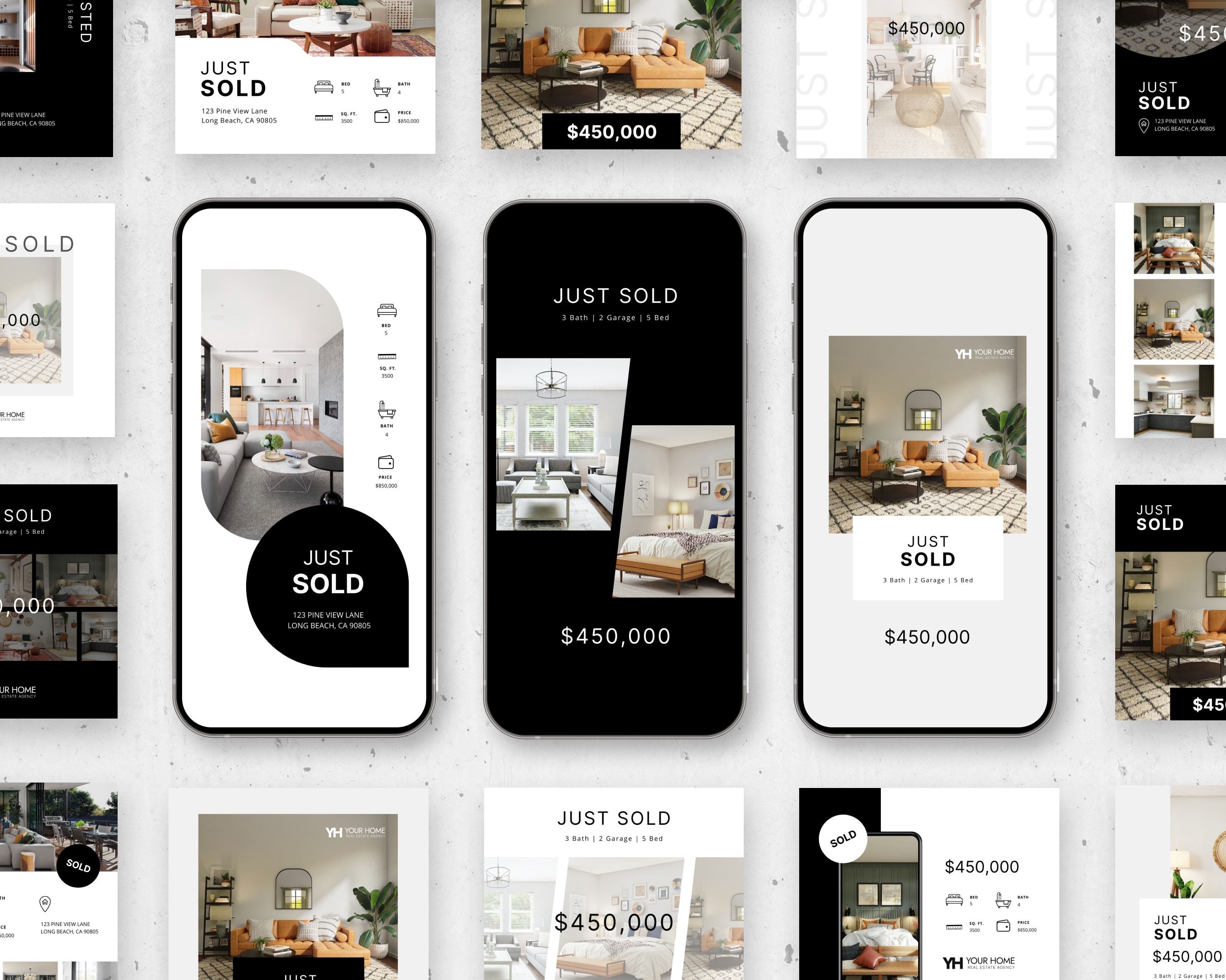 116 Just Sold Modern Real Estate Templates, Real Estate Social Media ...