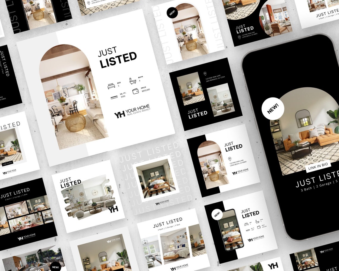 116 Just Listed Modern Real Estate Templates, Real Estate Social Media ...