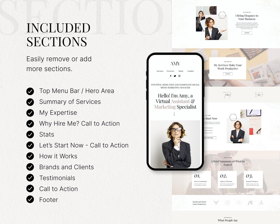 Virtual Assistant Website Template, Elegant VA Website, Luxury ...