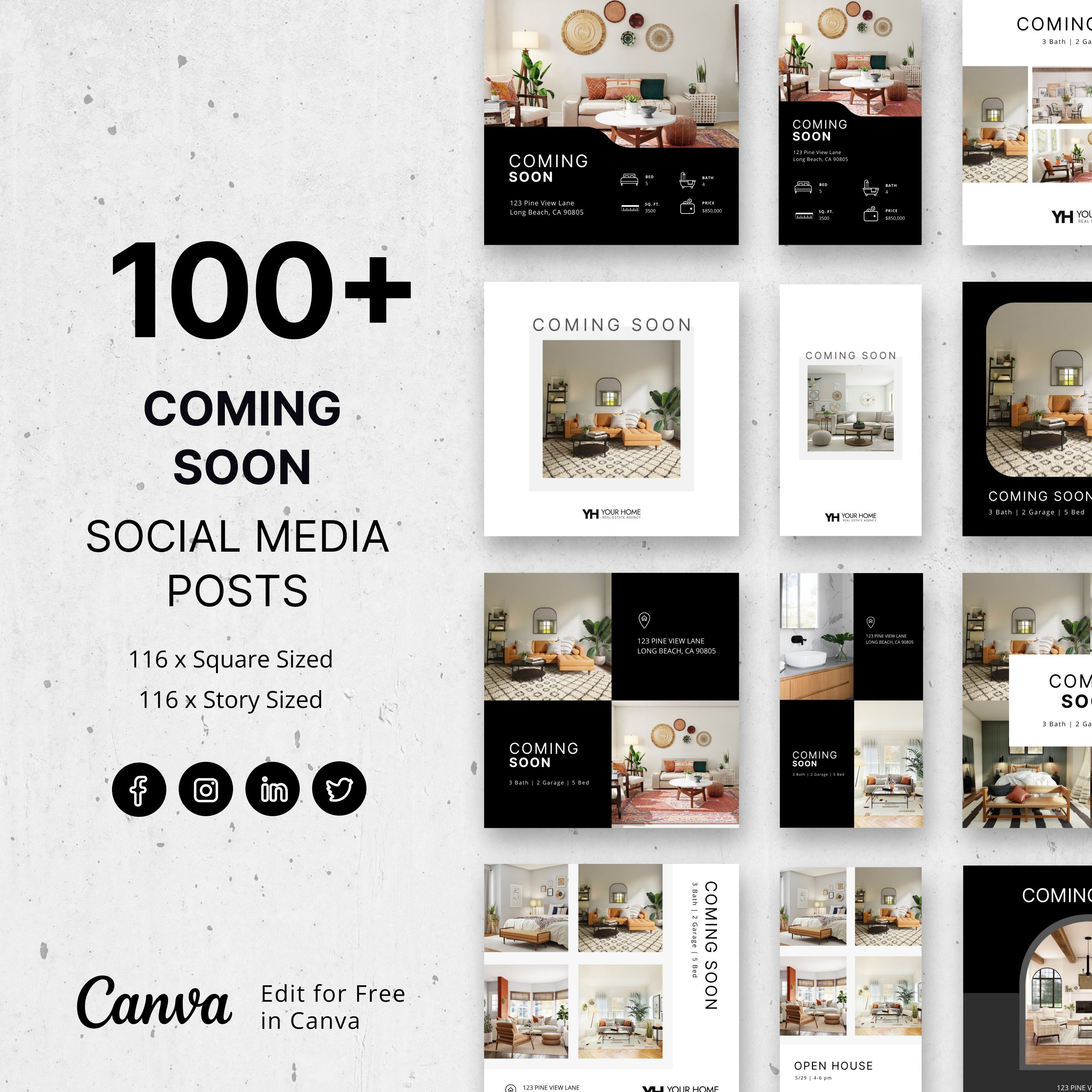 Real Estate Coming Soon Social Media Templates, Real Estate Social ...