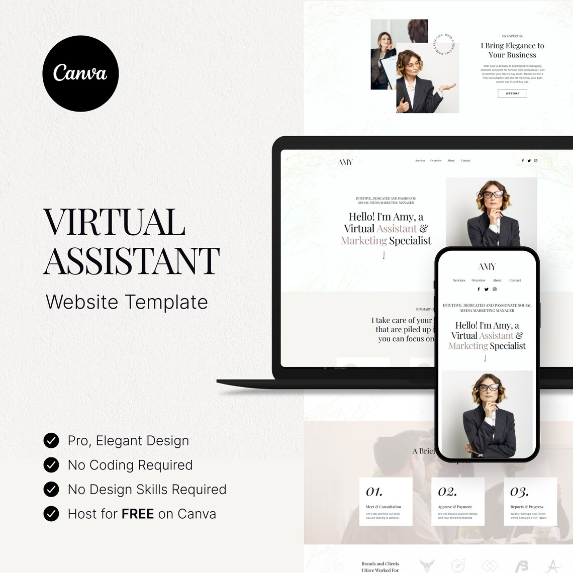 Virtual Assistant Website Template, Elegant VA Website, Luxury ...