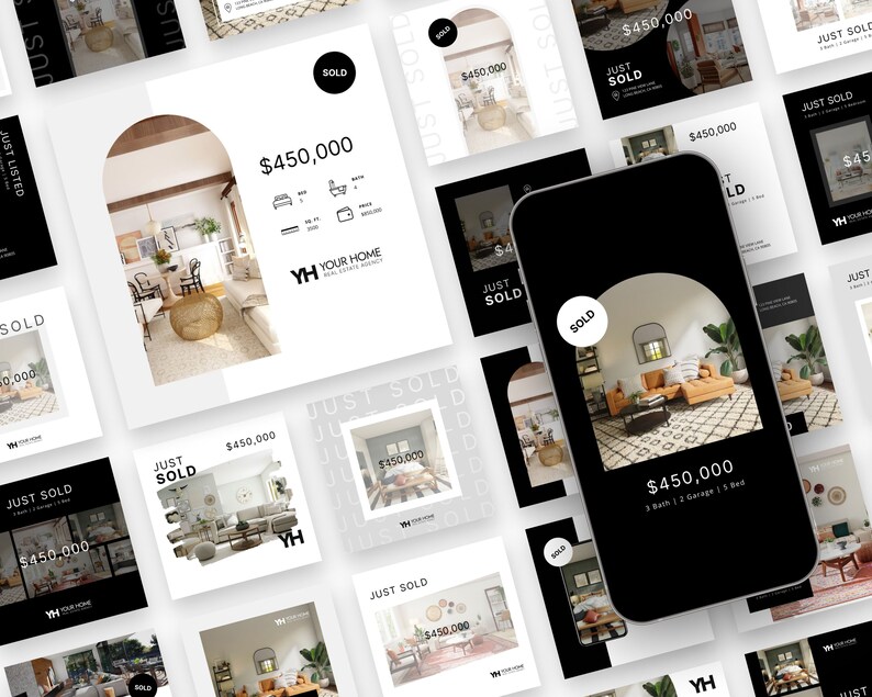 116 Just Sold Modern Real Estate Templates, Real Estate Social Media ...