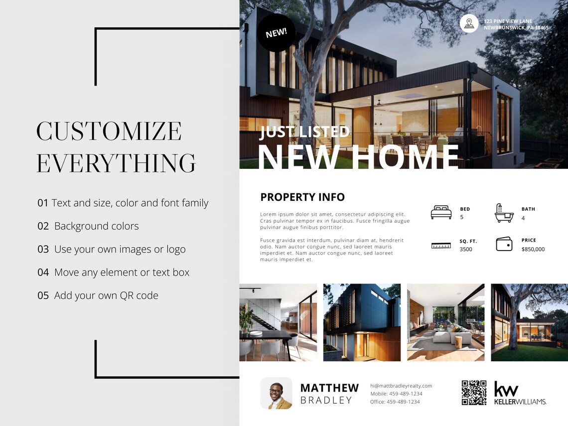 Modern Real Estate Marketing Flyer, Just Listed Flyer Template, New ...