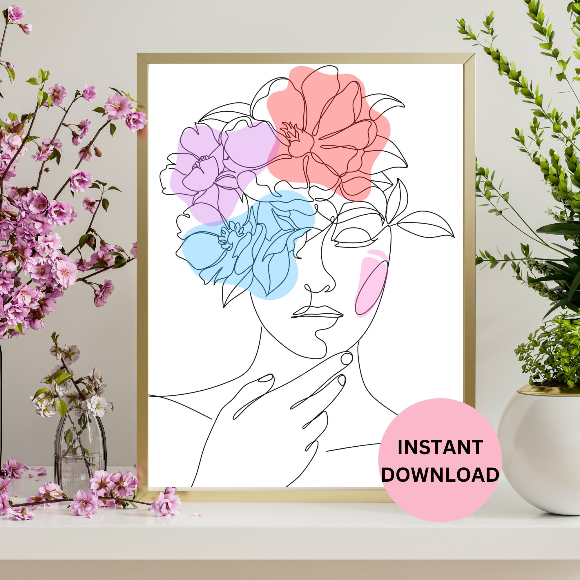 Plus Size Line Art Printable Wall Art - Etsy