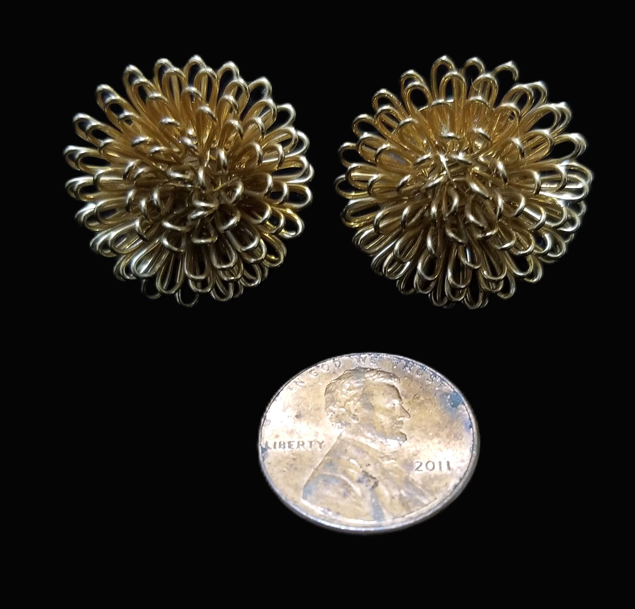 Mid Century Modern Gold Tone Metal Wire Art Atomic, Starburst, Pushback ...