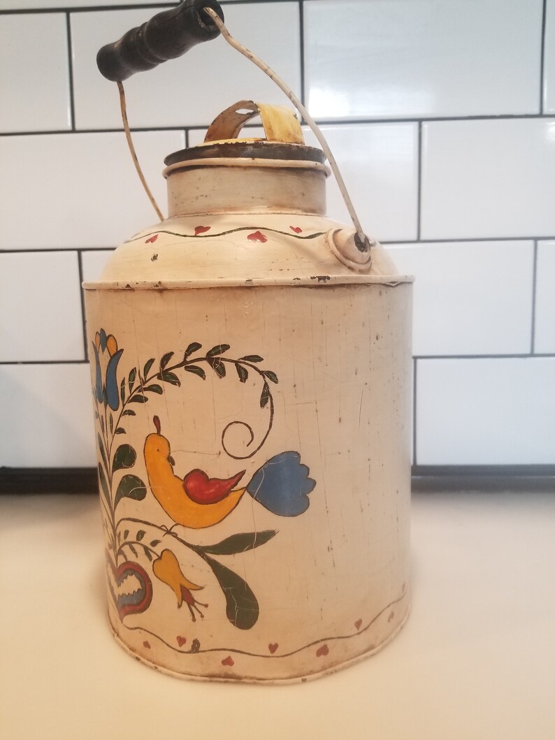 Rare Antique Pennsylvania Dutch Folk Art Toleware Americana Milk Jug ...