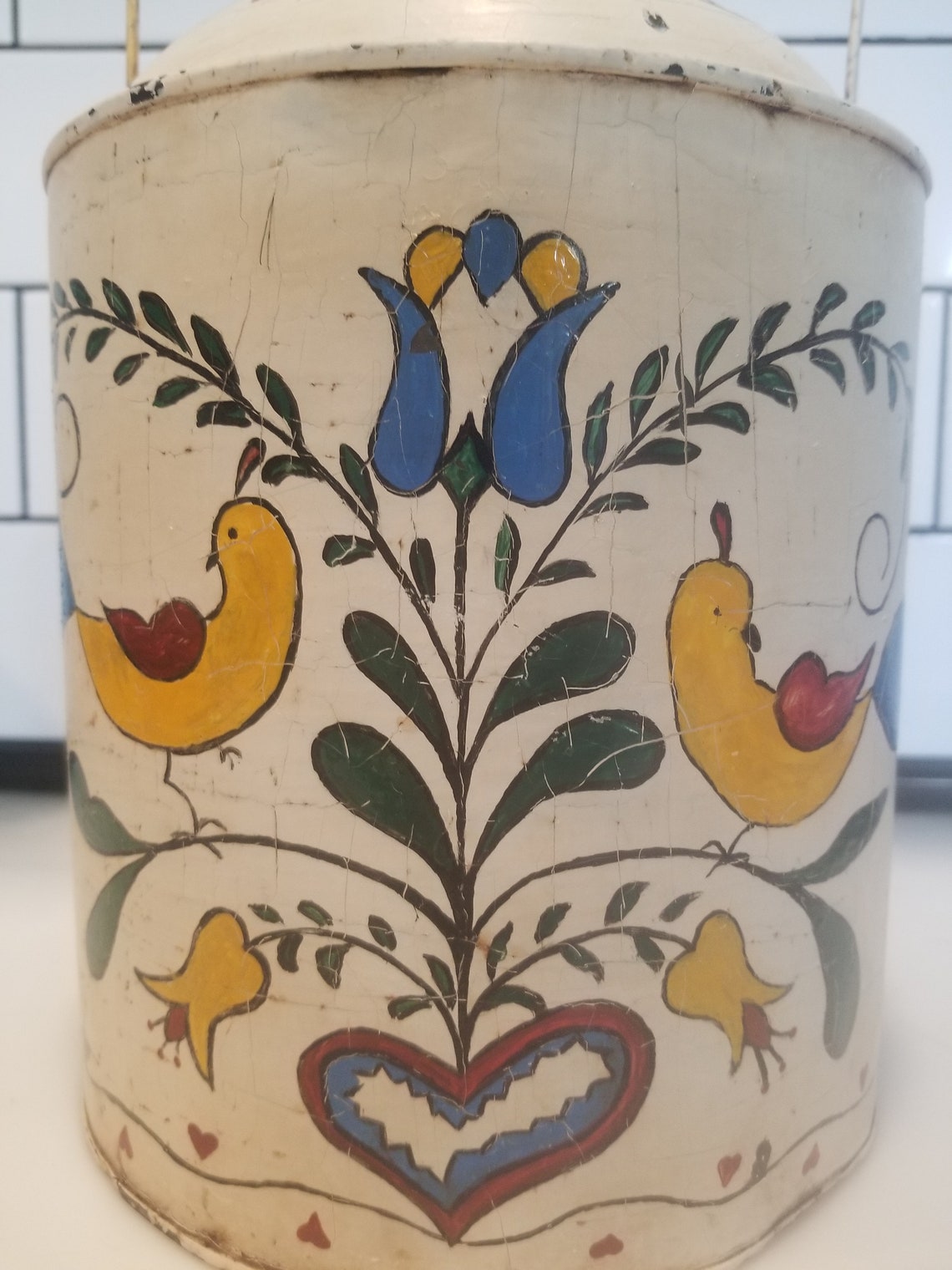 Rare Antique Pennsylvania Dutch Folk Art Toleware Americana Milk Jug ...