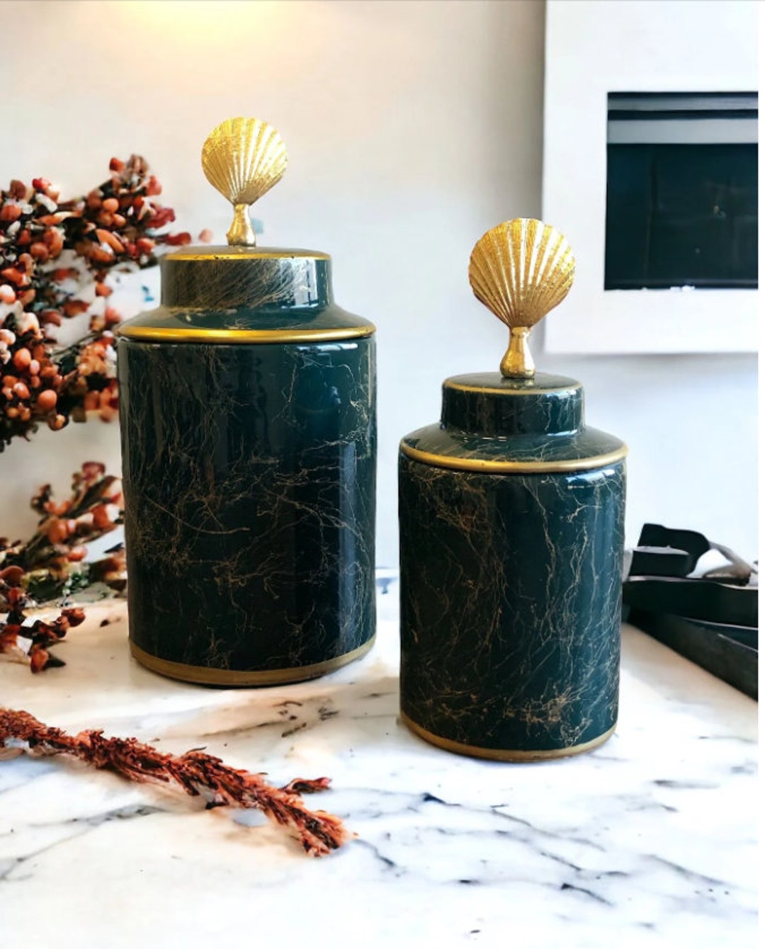 Wedding Gift Canister Jars Set With Lids Ceramic Living Room Trinket ...