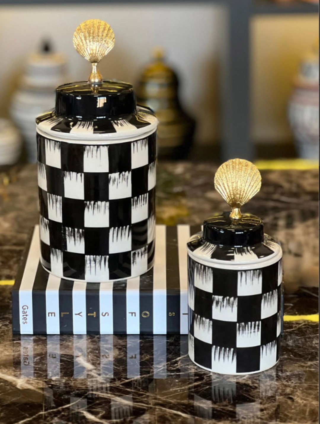 Wedding Gift Canister Jars Set With Lids Ceramic Living Room Trinket ...