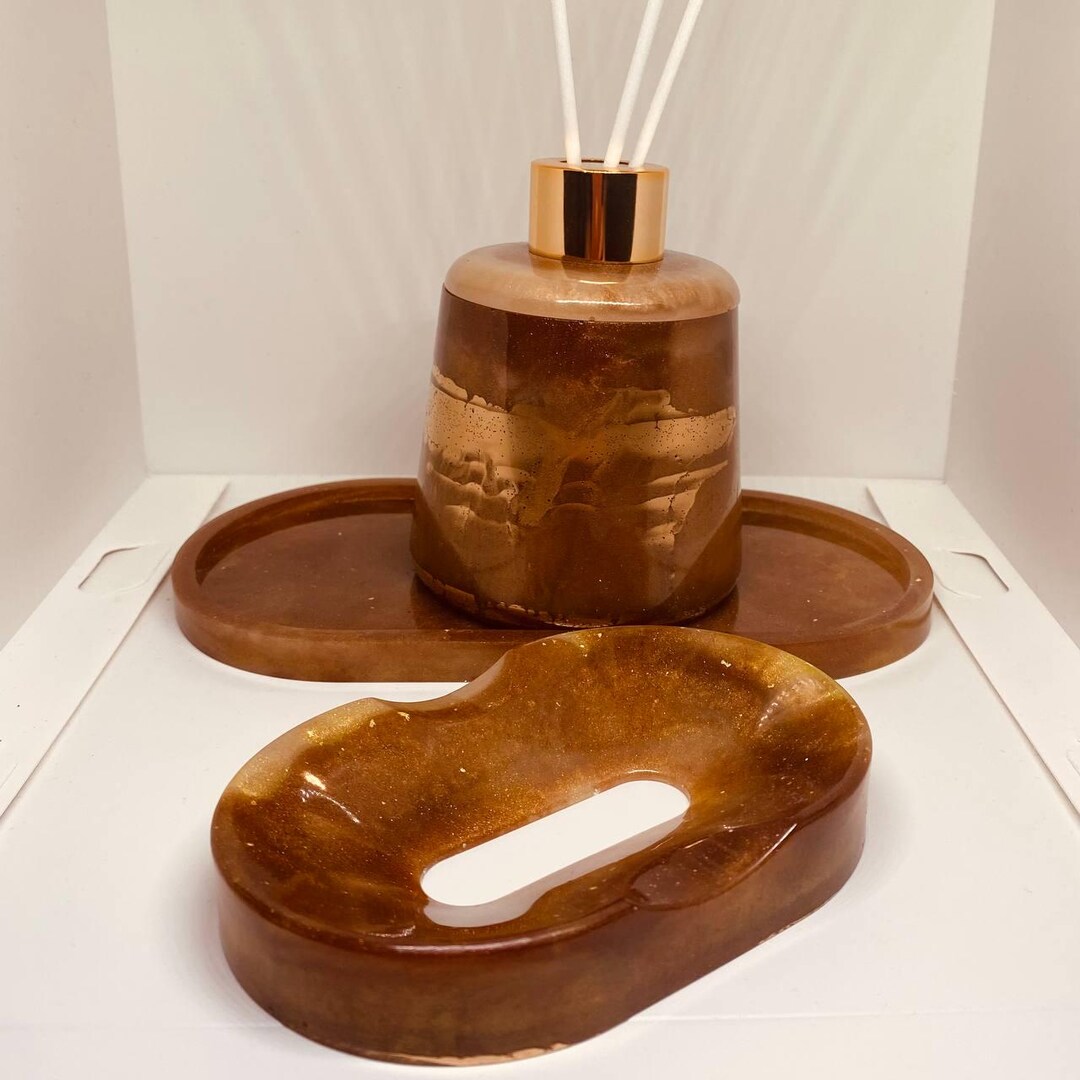 Epoxy Resin Decor Bathroom Set of 3 Items Resin Art Home Decor ...