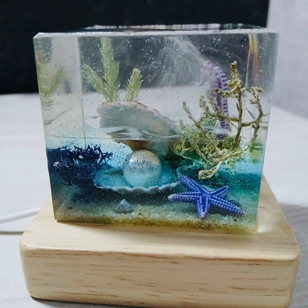 Night Light Ocean Underwater Resin Lamp Desk Lighting Water Relaxation ...