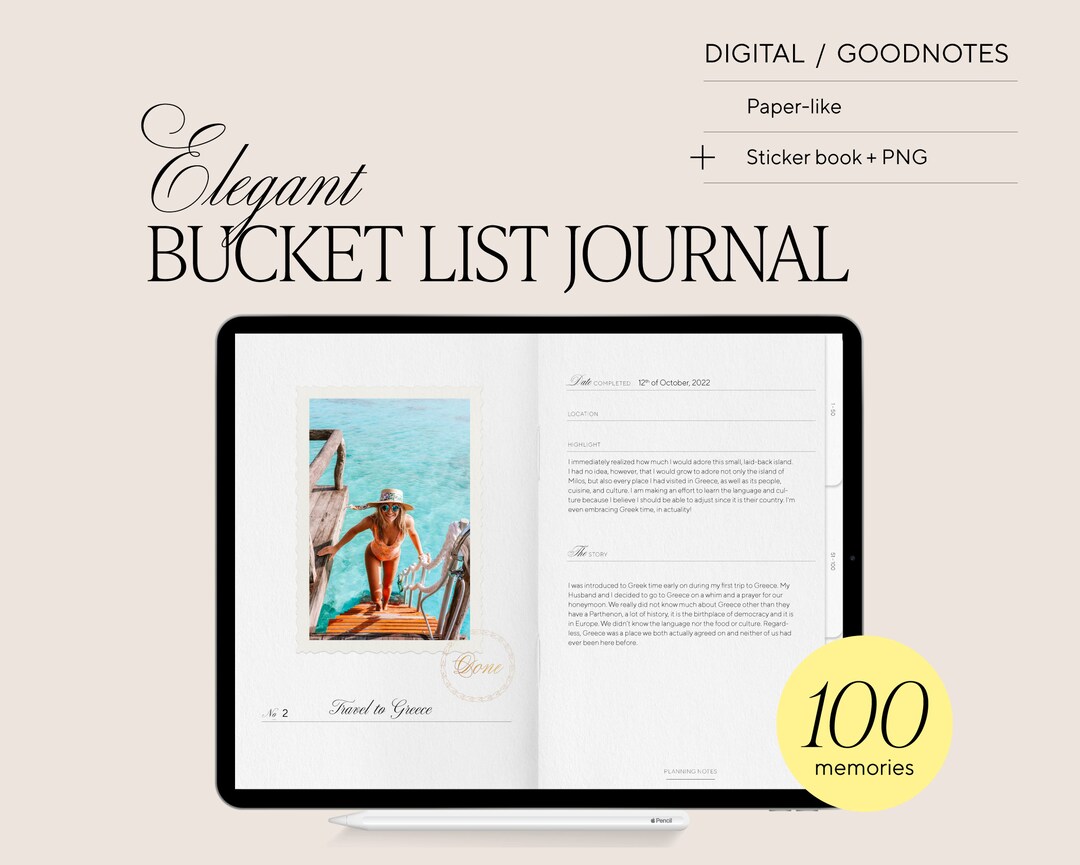 Digital Bucket List Journal | Life Goals Planner | Goodnotes Bucket ...