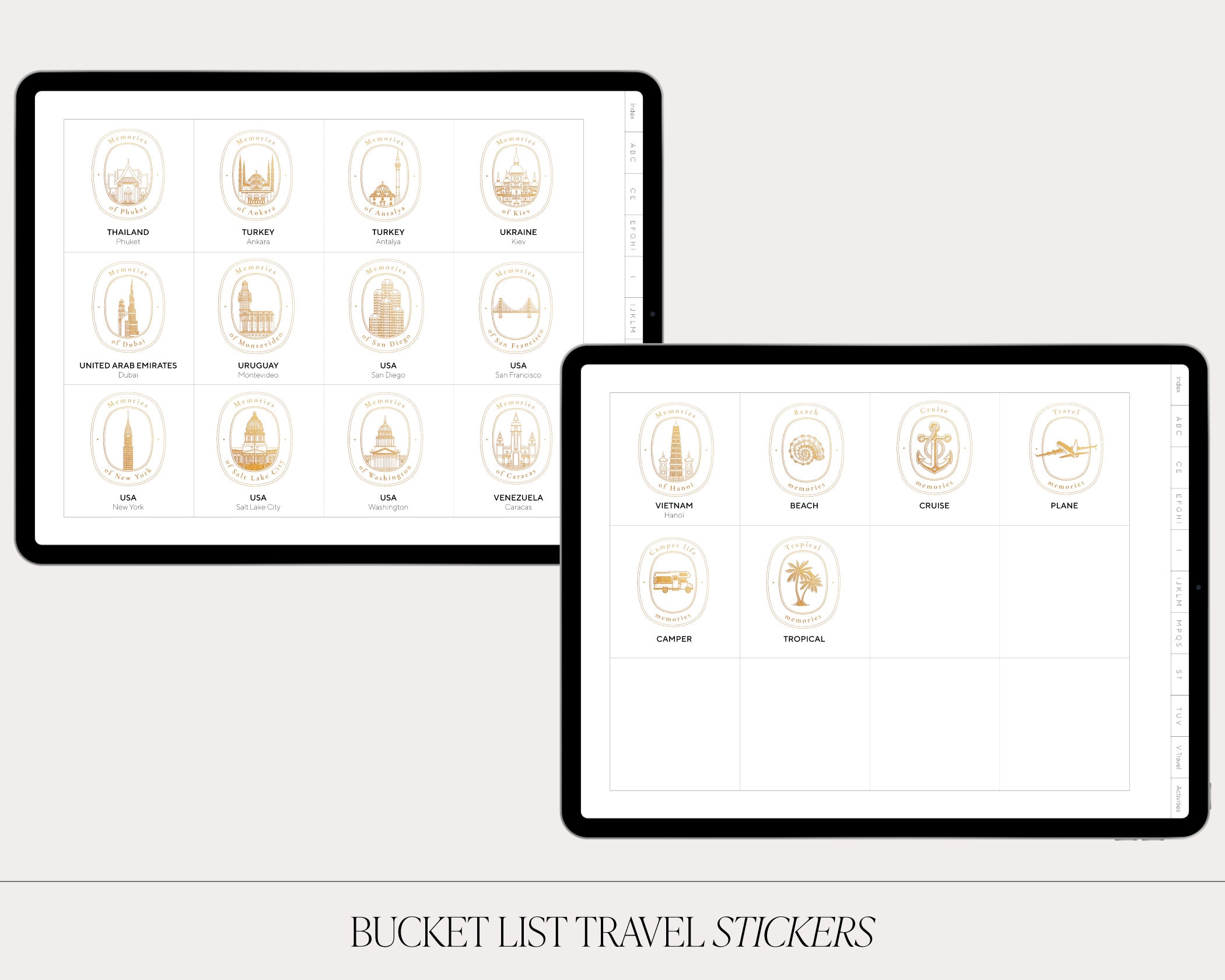 Travel Bucket List Stickers Travel Sticker Book Digital - Etsy