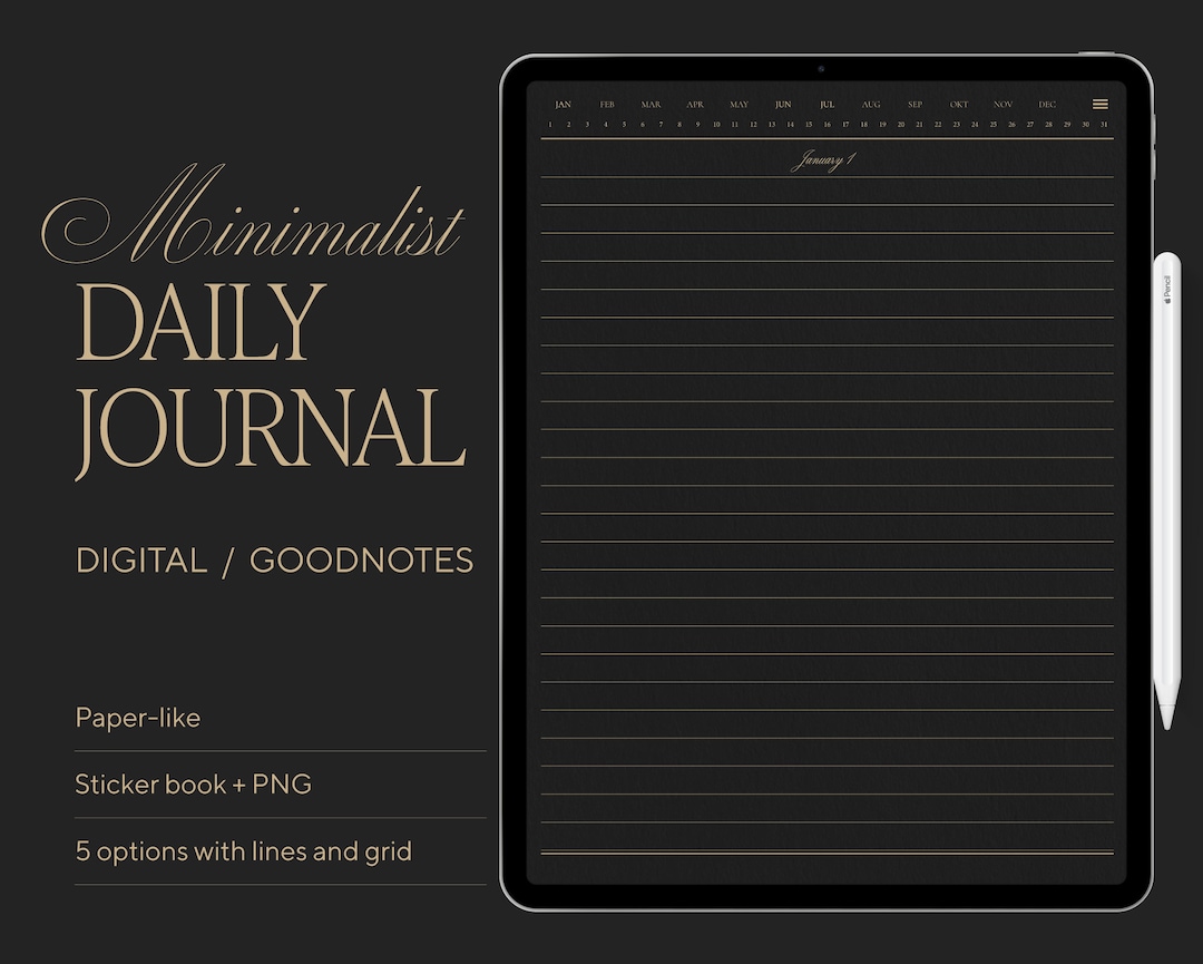 Dark Mode Digital Daily Journal, Digital Notebook, Daily Notes ...