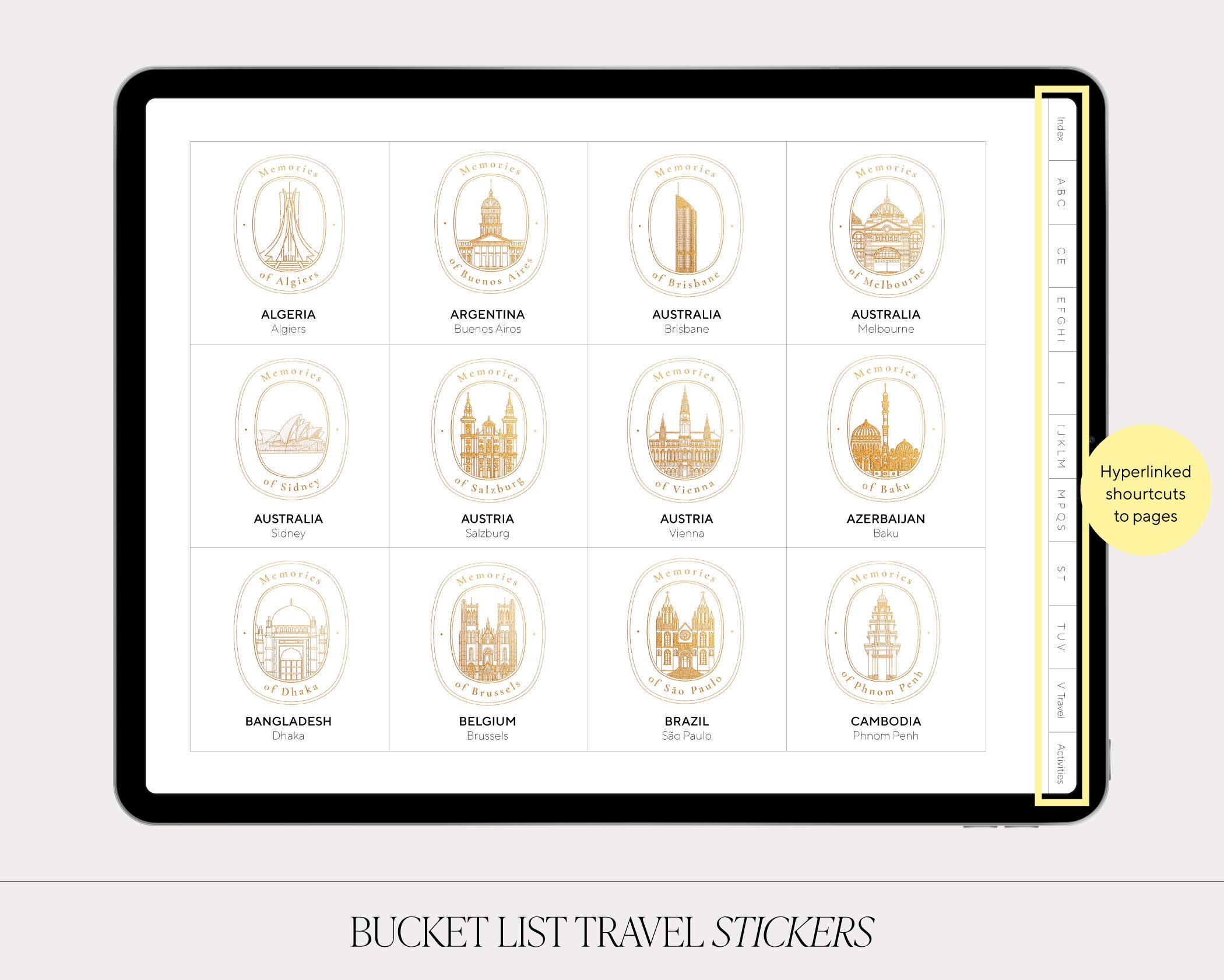 Travel Bucket List Stickers Travel Sticker Book Digital Travel Journal ...