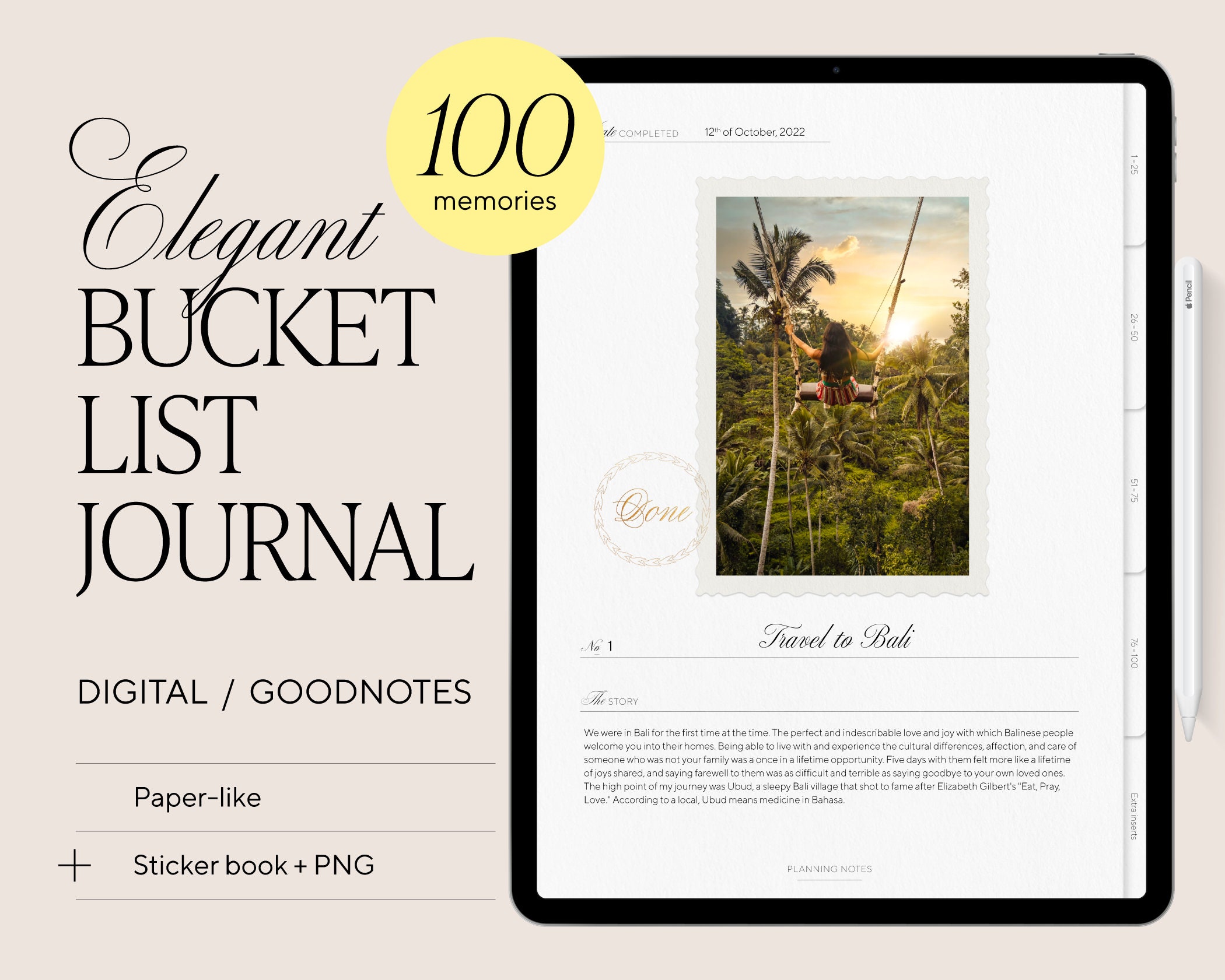 Digital Bucket List Planner Life Goals Planner Memory Book Digital ...