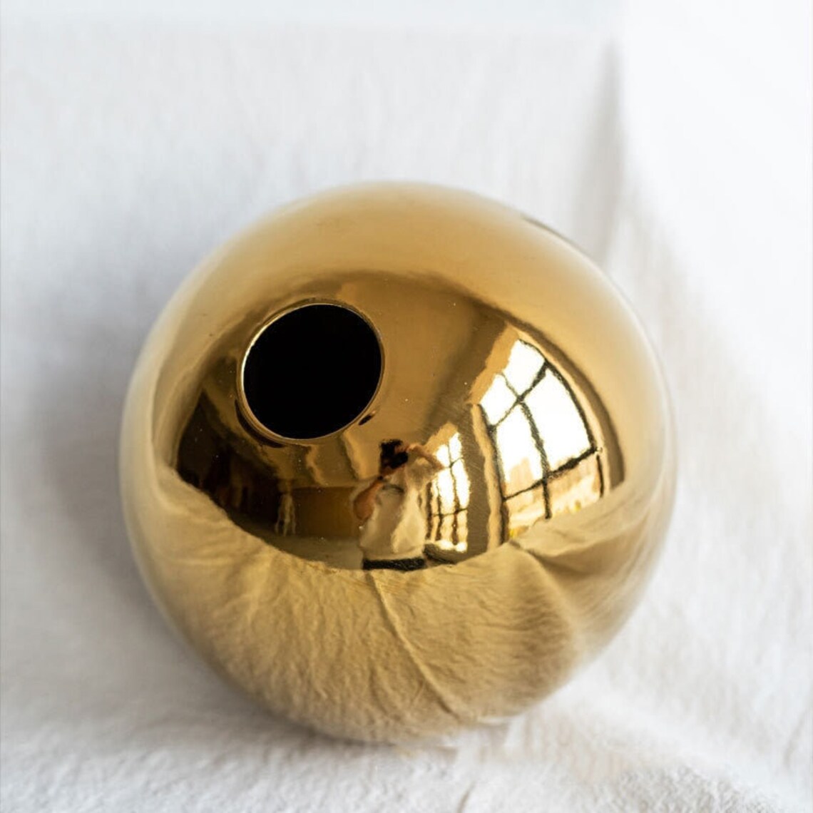Golden Ceramic Ball Flower Vase Modern Art - Etsy