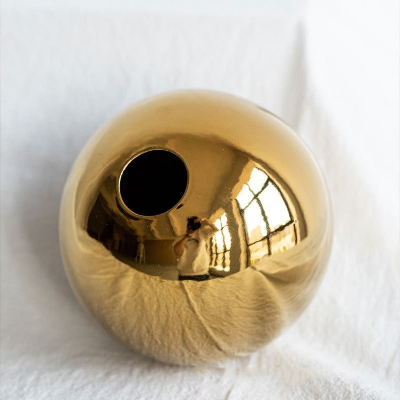 Golden Ceramic Ball Flower Vase Modern Art - Etsy