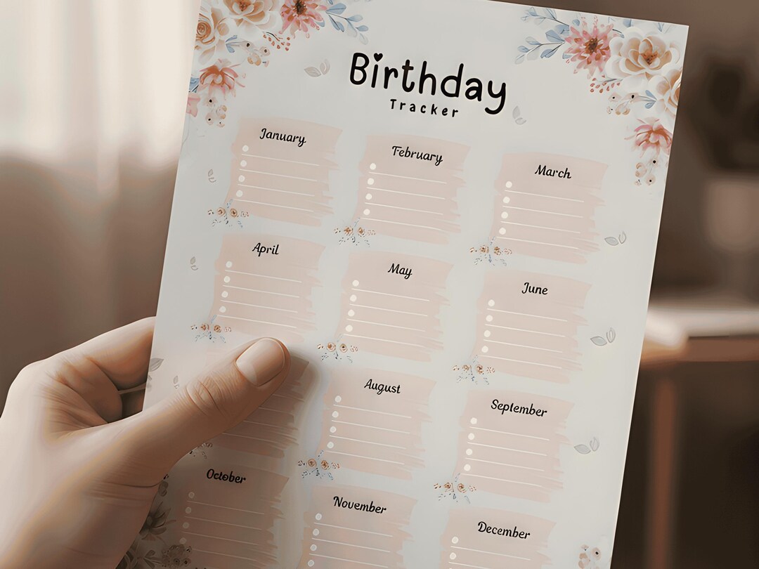 Floral Birthday Tracker Printable | Fillable Birthday Planner PDF (US ...