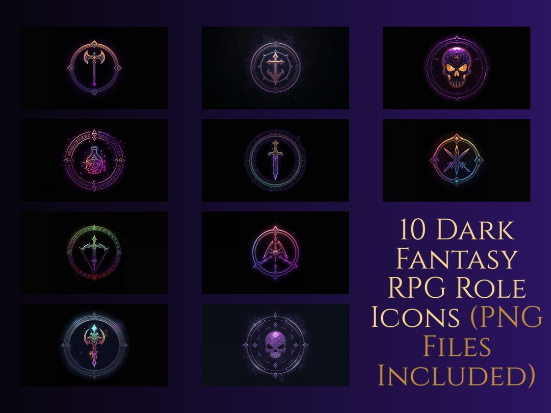 Dark Fantasy Discord Role Icons Pack | 10 RPG Class Emblems | Dnd ...