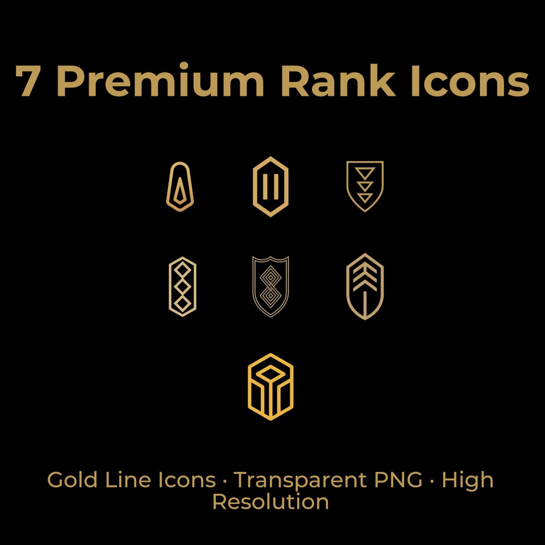 Premium Discord Rank Icons Pack • 7 Gold Line Role Badges for Servers ...