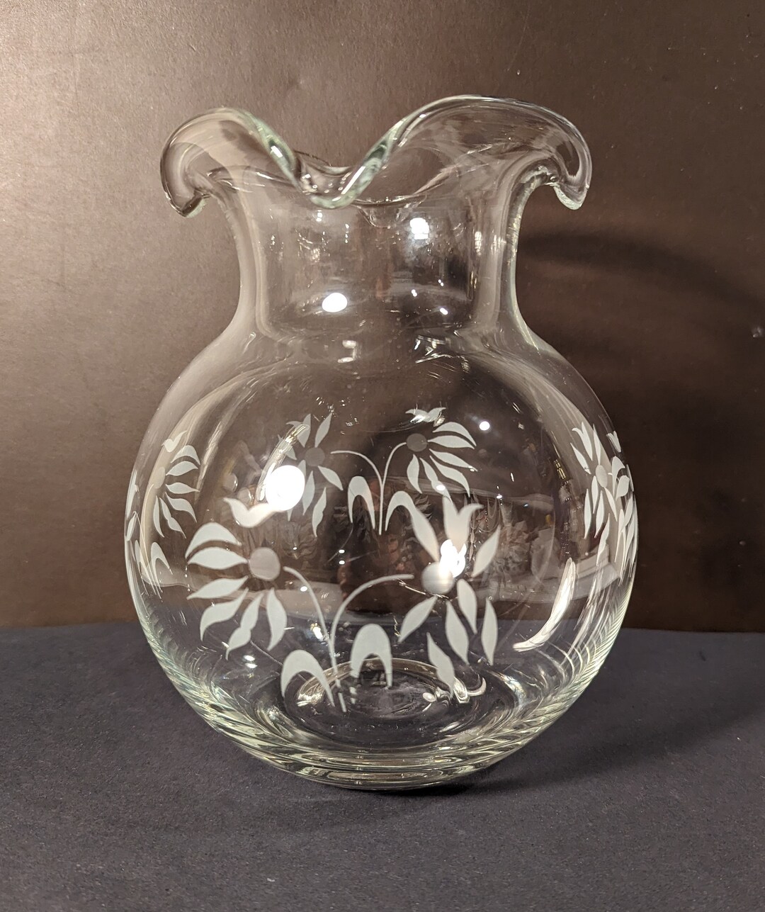 Vintage Etched Ruffle Vase the European Collection Action Ind. Made in ...