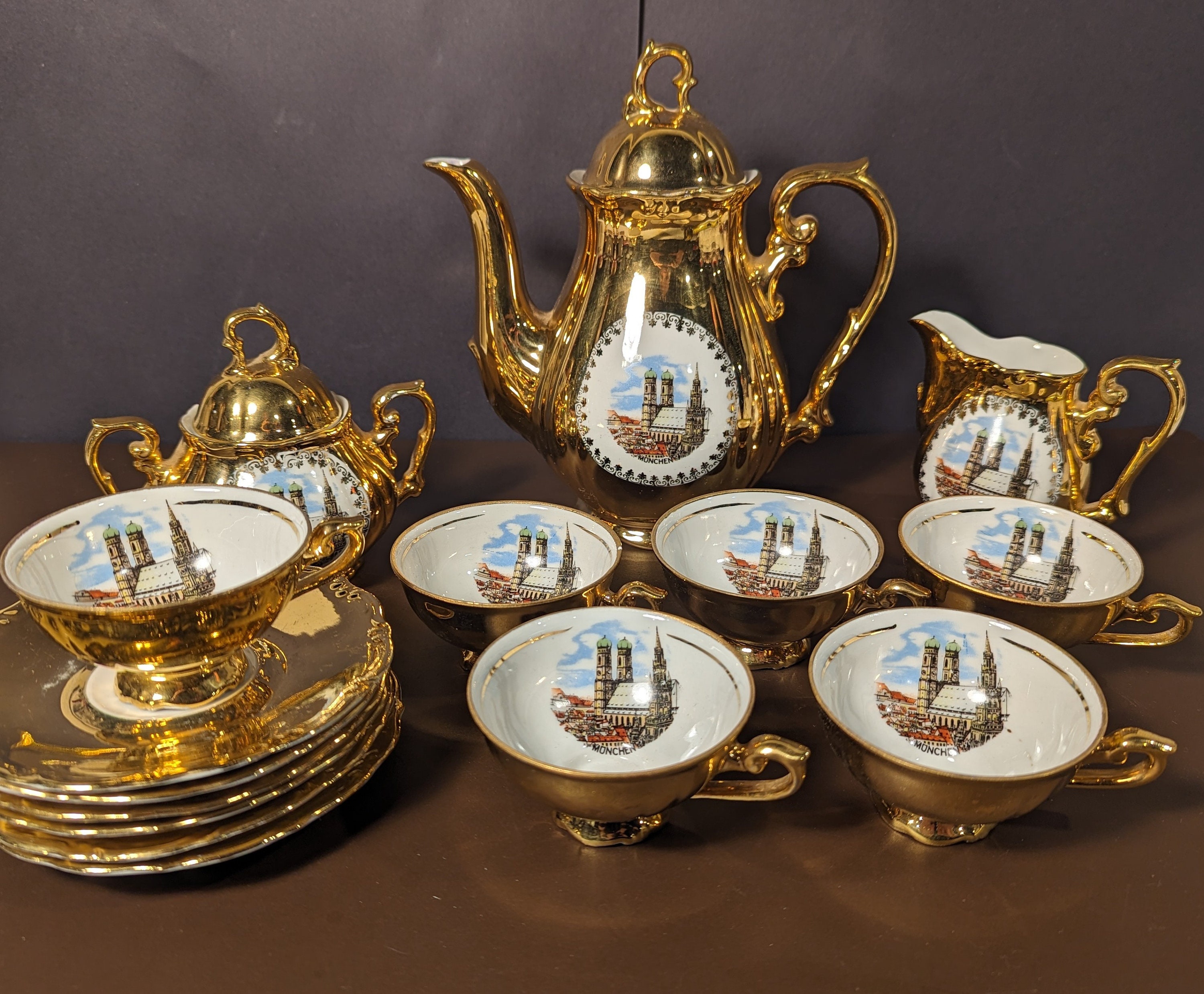 Antique Bavaria Germany Chocolate/teaset~ Echt Gold/22k ~6 Place - Etsy