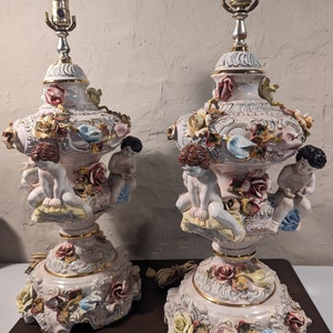 Pair of Vintage Italian Capodimonte Lamps - Etsy