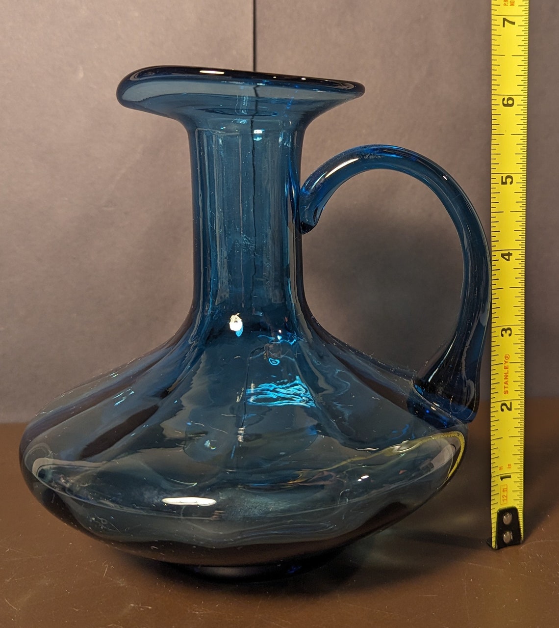 Rare BLENKO Glass Blue Optic Paneled Pitcher W/ Applied Handle - Etsy