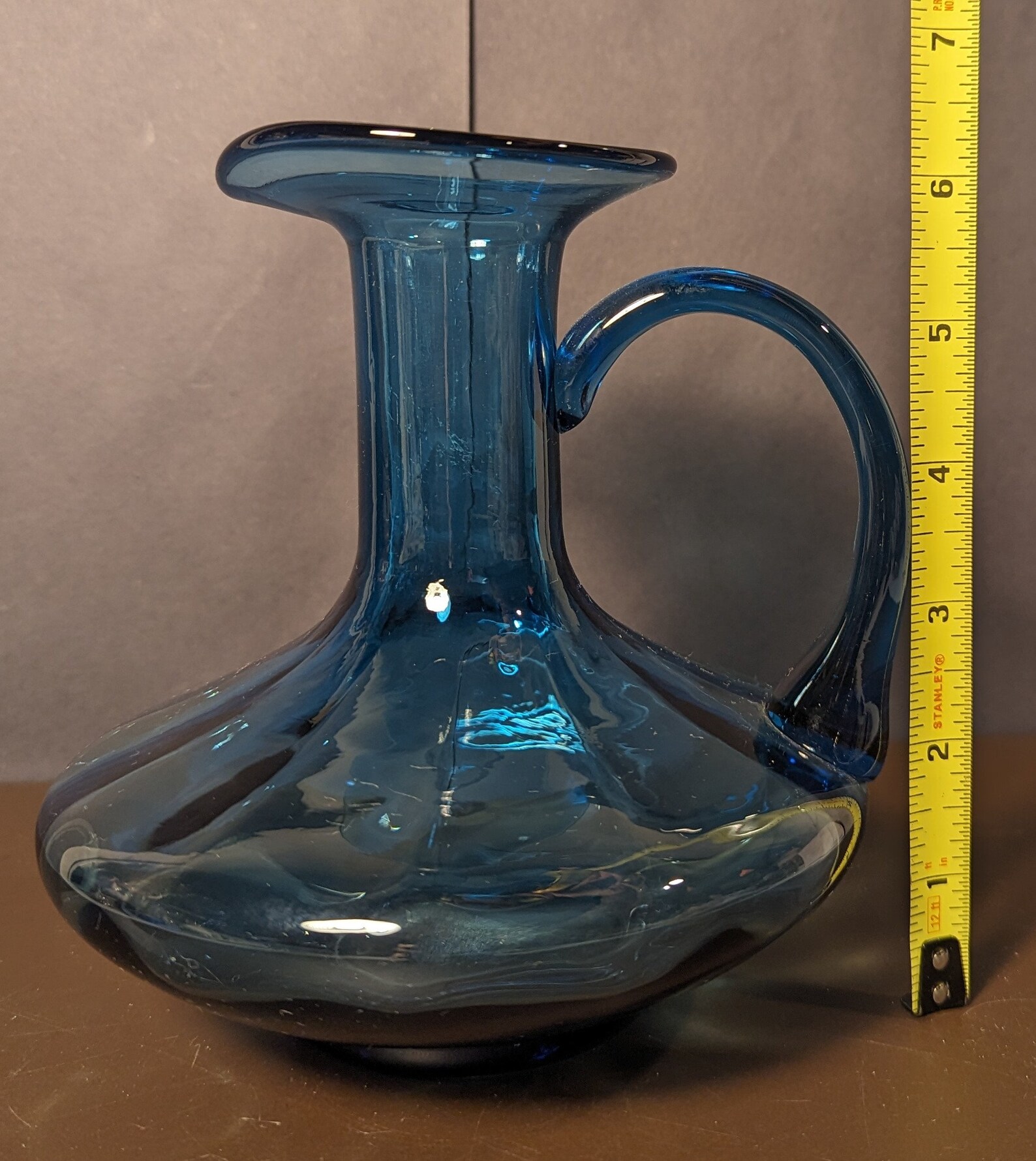 Rare BLENKO Glass Blue Optic Paneled Pitcher W/ Applied Handle - Etsy