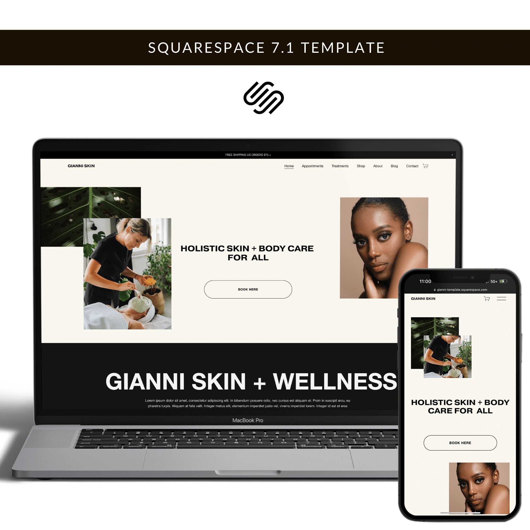 Minimalist Squarespace Template, Squarespace Beauty Website, Cosmetics ...