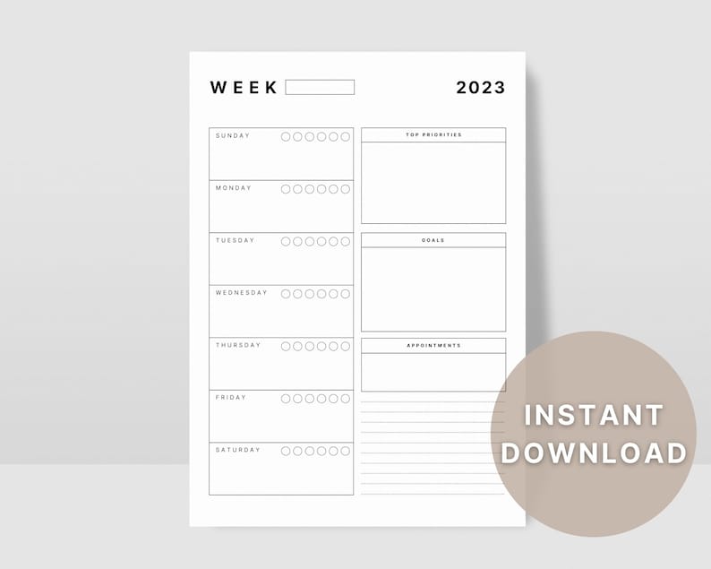 Printable Weekly Planner 2023 Printable and Digital Monday - Etsy