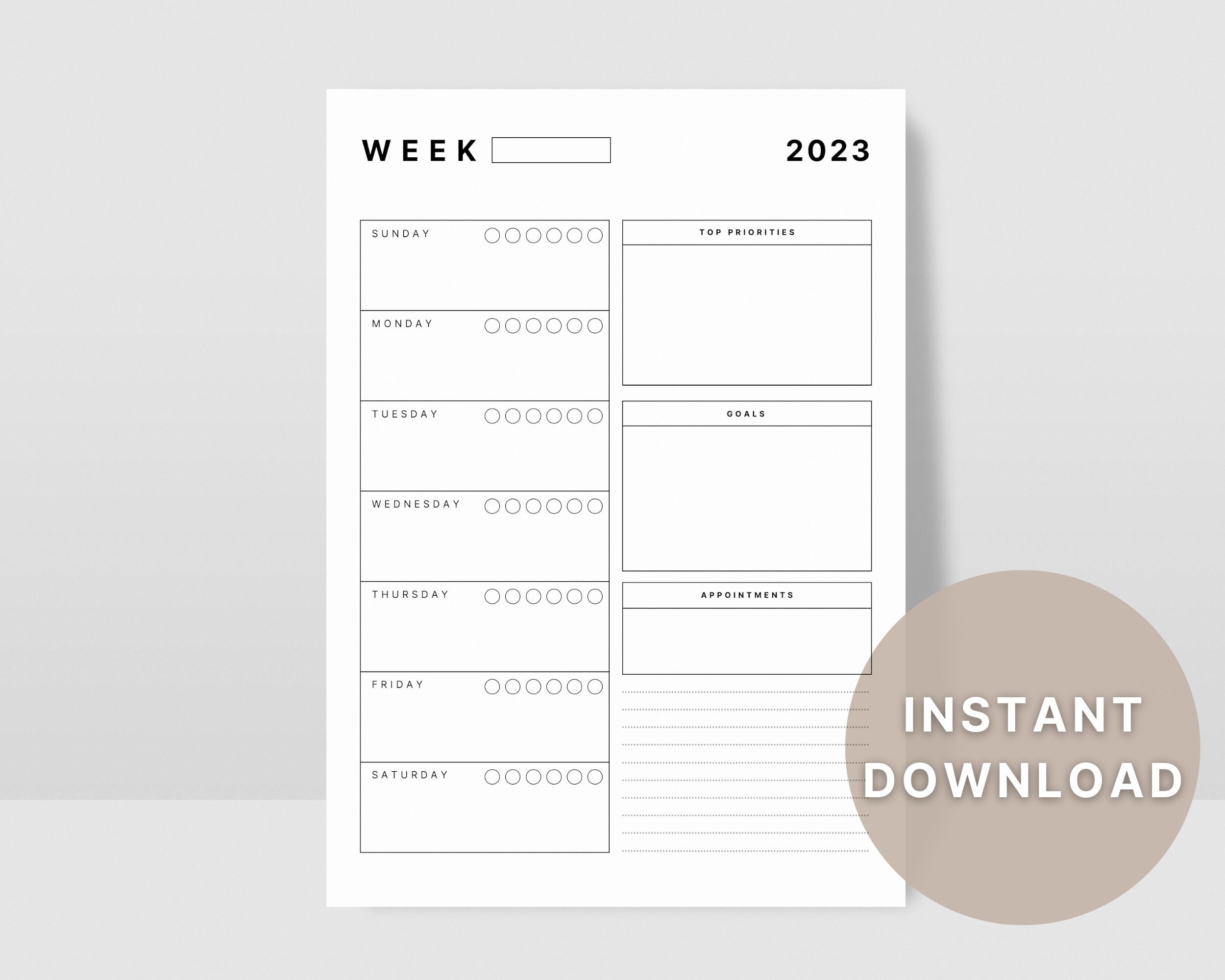 Printable Weekly Planner 2023 Printable and Digital Monday - Etsy