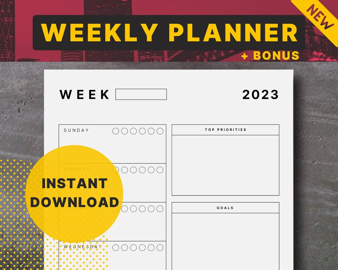 Printable Weekly Planner 2023 Printable and Digital Monday - Etsy
