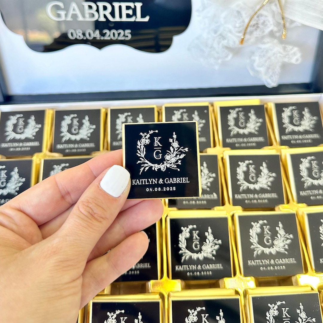 50 Black Mirror Chocolate Favors, Wedding Favors for Guests, Engagement ...