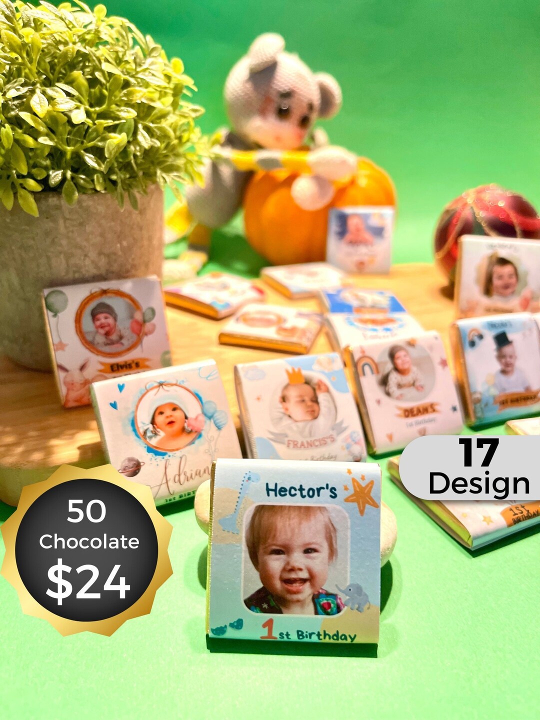 1st Happy Birthday Chocolate Favors, Custom Boy Birthday, Mini ...