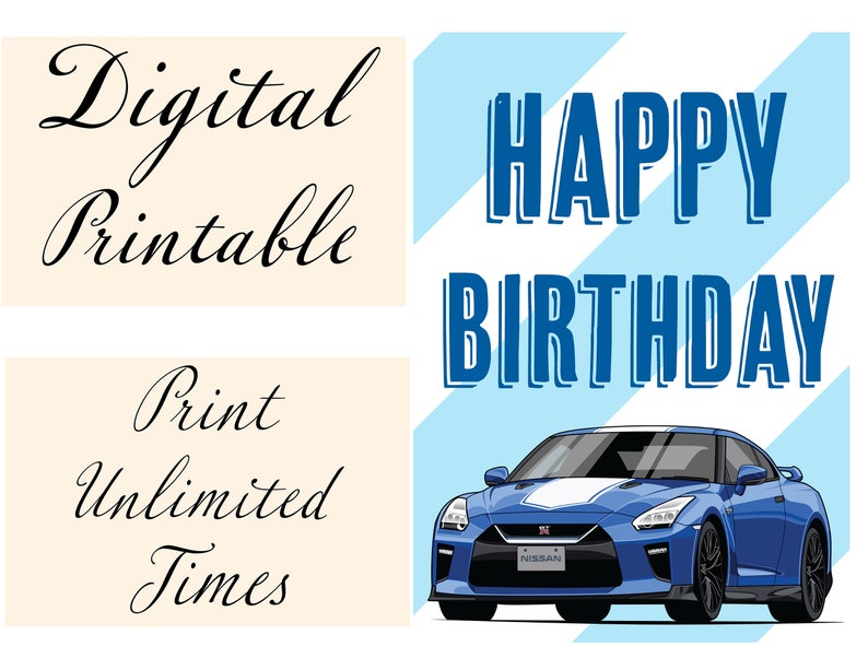 Cool Nissan Gtr Fun Car Birthday Card for Car Lovers Bday Card - Etsy