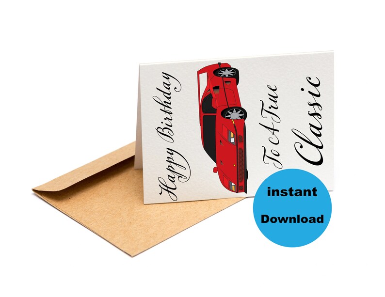 Classic Car Birthday Card Printable,happy Birthday Card Download ...