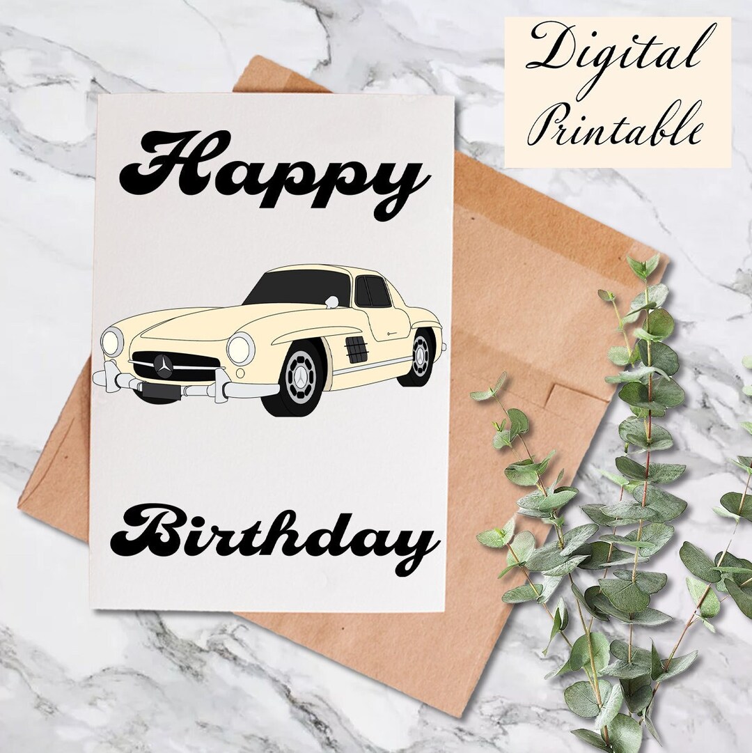 Retro Car Birthday Card for Car Lovers ( Digital Download) - Etsy