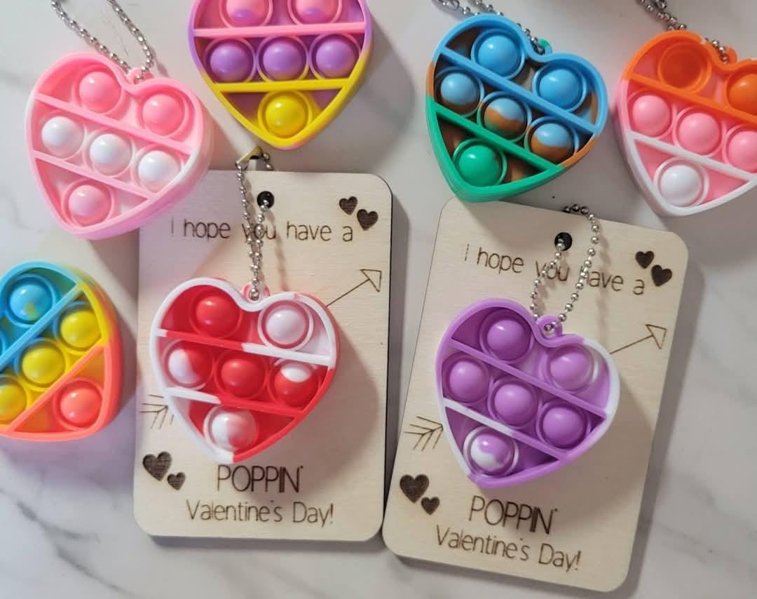 Pop Keychain Wood Engraved Valentine Cards, Fidget Valentines Poppin ...