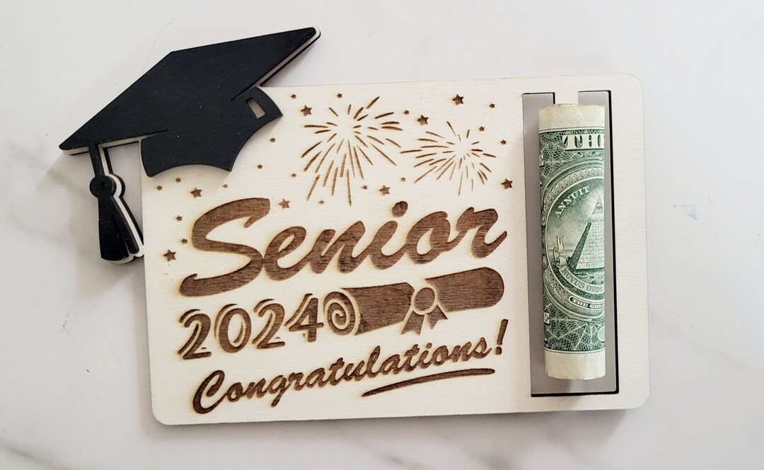 3D Wood Engraved Graduation Money Holder, Customized Year - Etsy