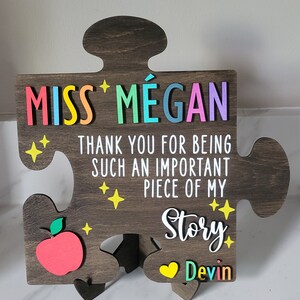 Personalized 3D Wooden Thank You Puzzle Piece, Teacher Gift, Hand ...