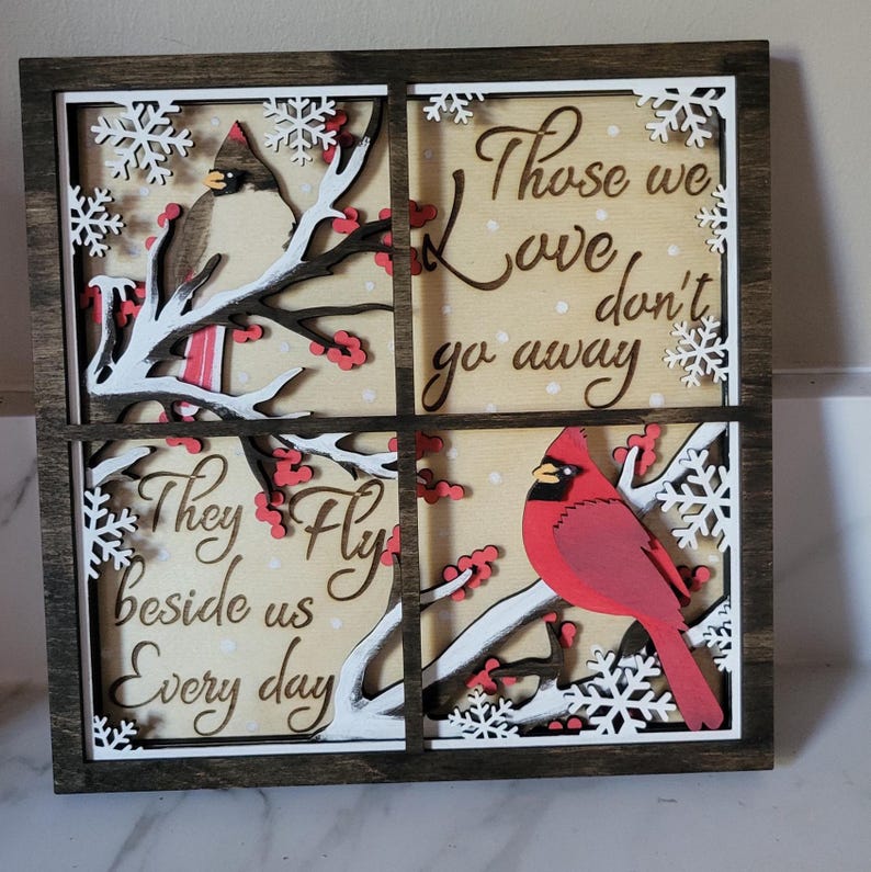 3D Cardinal Memorial Sign, Cardinal Winter Sign, Memorial Sign - Etsy